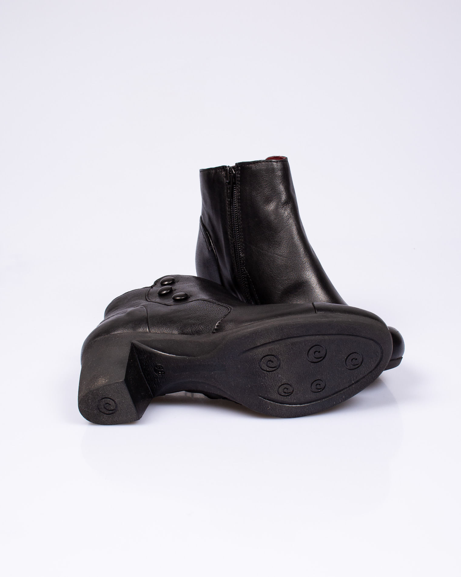 Botine din piele cu varf rotund - Miniprix