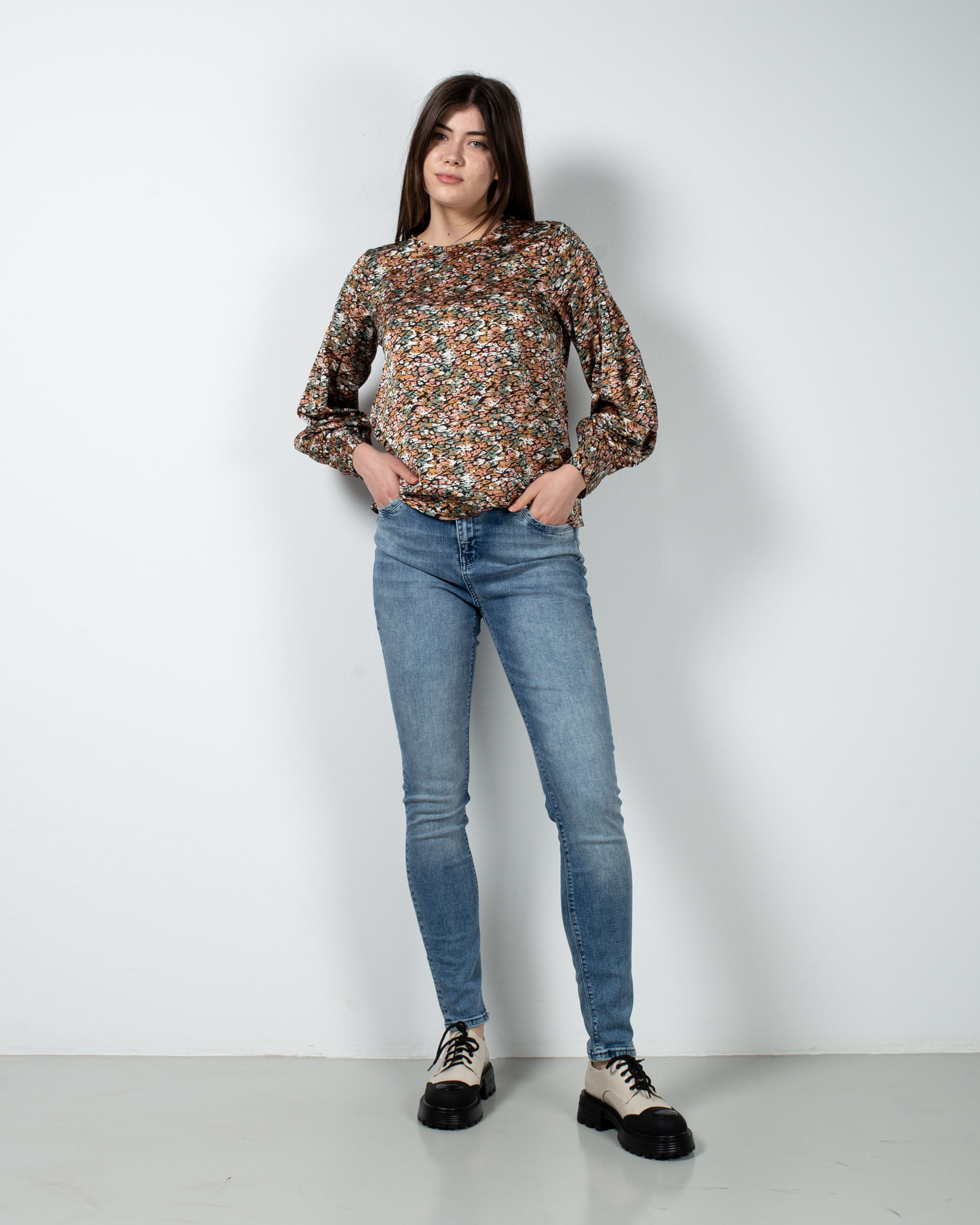 Jeans skinny fit cu talie inalta - Miniprix