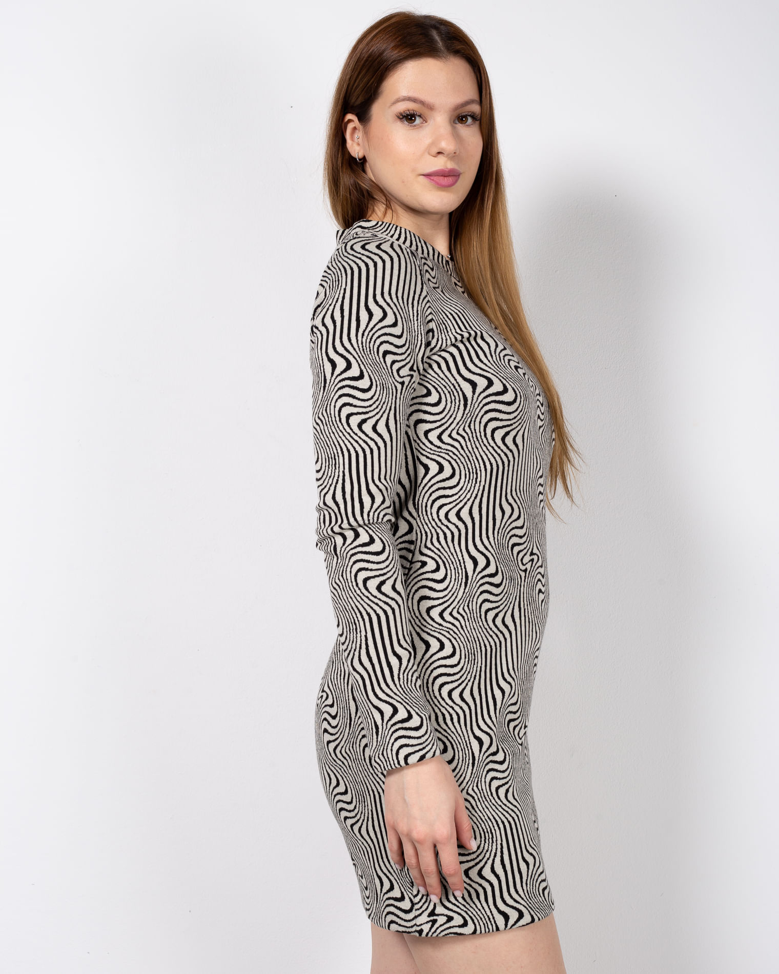 Rochie creion cu maneca lunga - Miniprix