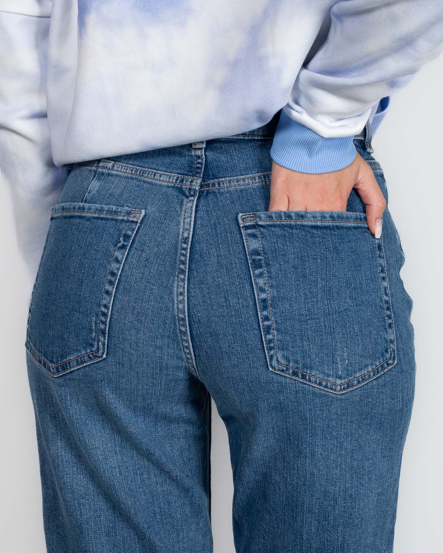 Jeans din denim cu talie inalta - Miniprix